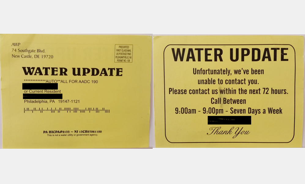 If you get a “Water Update” card in the mail, know the facts ...